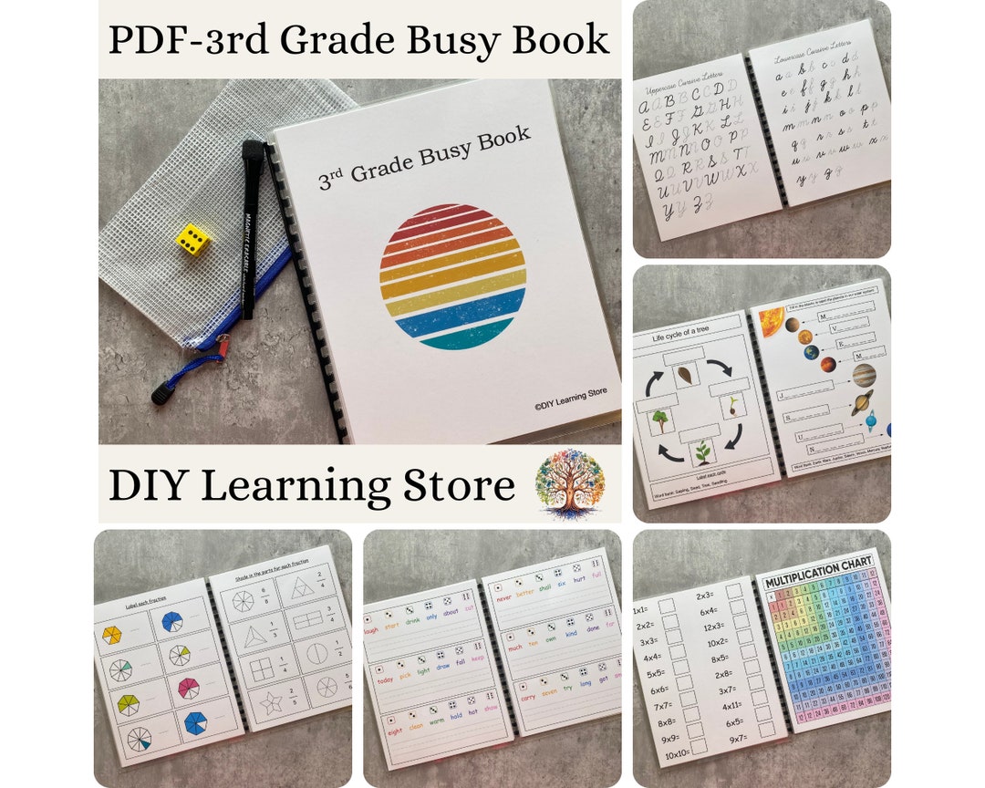 3rd Grade Busy Book- Activity Book- Montessori Learning Toy- Homeschool ...