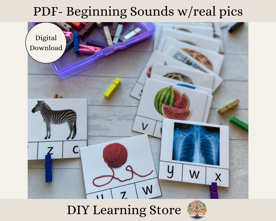 Beginning Sounds Clip Cards With Real Pictures (PDF) - Etsy