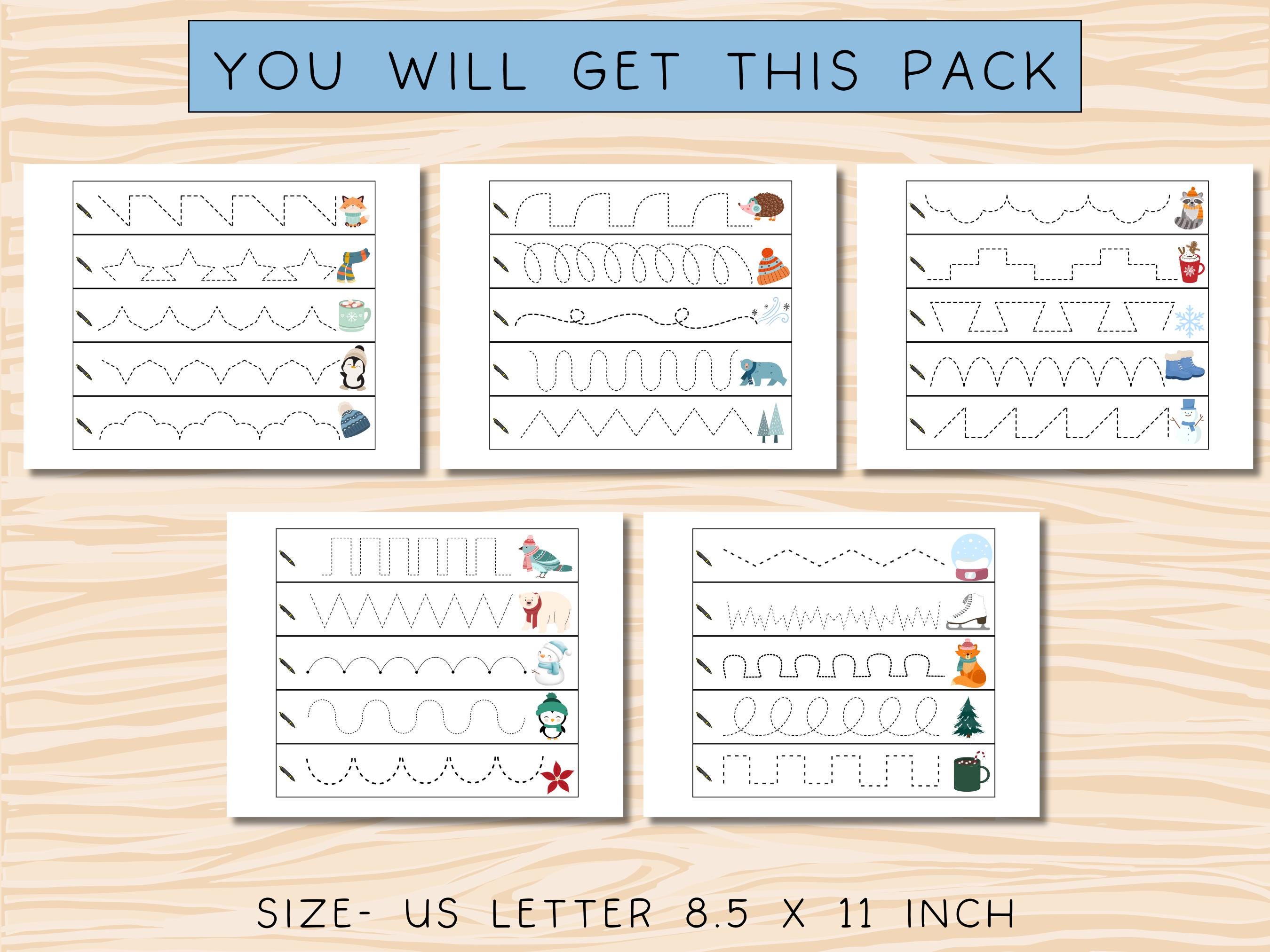 Winter Tracing Strips- 25 Fine Motor Skill Cards- Preschool ...
