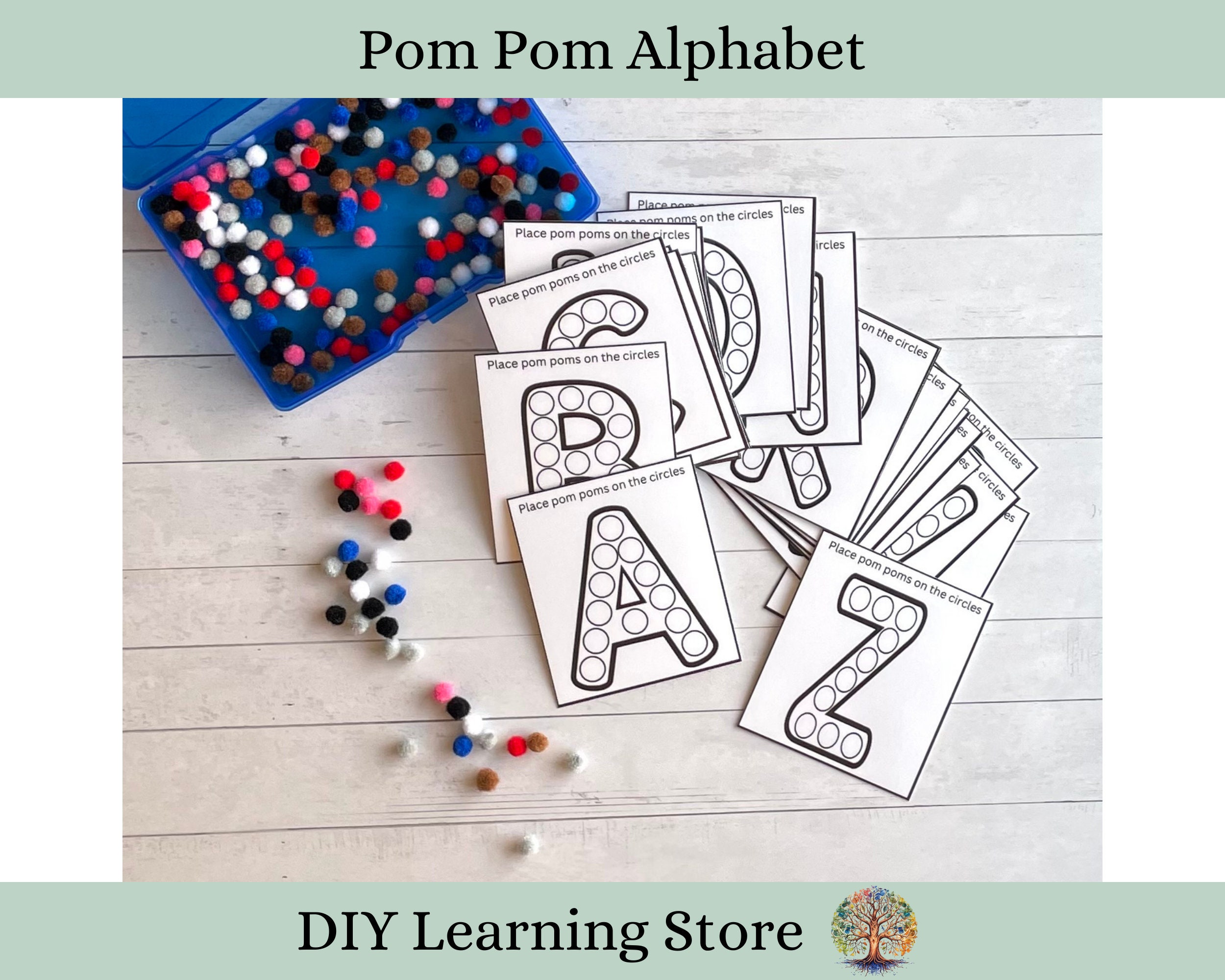 Pom Pom Alphabet Task Box | Printable Letter Recognition & Fine Motor ...