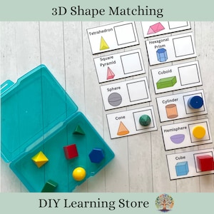 3D Shapes Task Box Activity Set- Montessori Learning Toy for Preschool ...