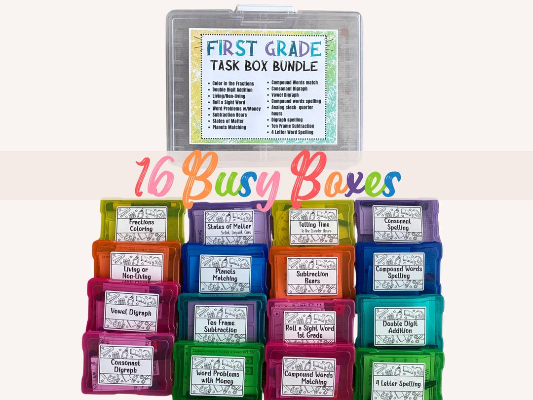 16 Learning Activities- 1st Grade Task Box Bundle- - Homeschool ...