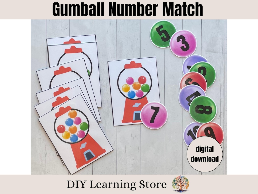 Gumball Counting 1-10- Toddler Activity Cards- Matching Activity ...