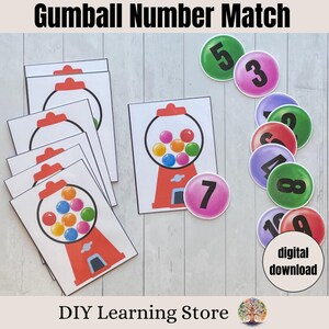 Gumball Counting 1-10- Toddler Activity Cards- Matching Activity ...