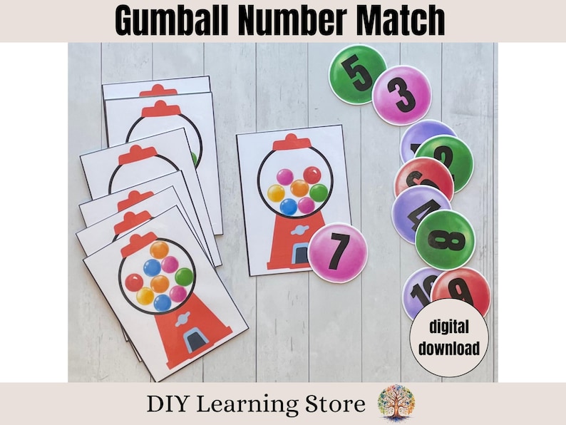 Gumball Counting 1-10- Toddler Activity Cards- Matching Activity ...
