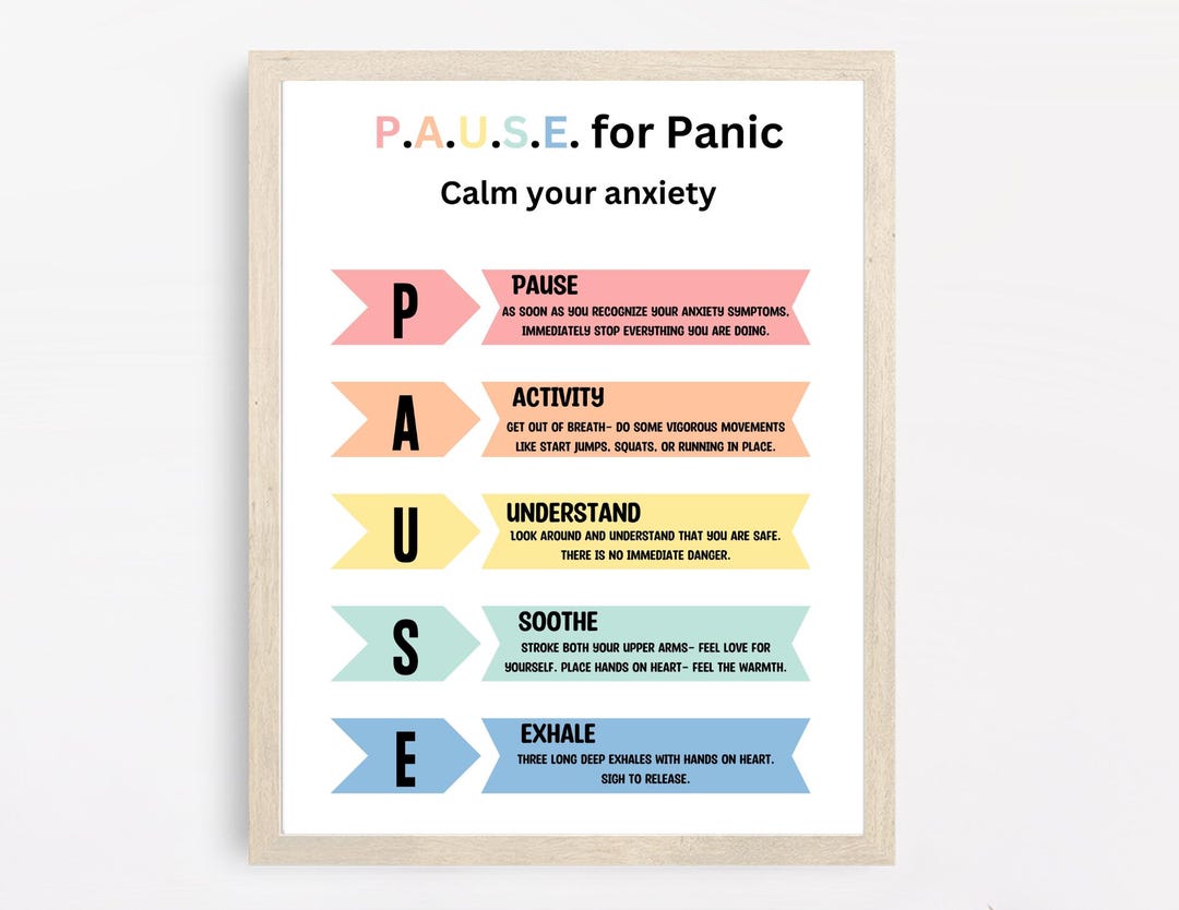 Pause for Panic- Wall Art- Therapy Poster-classrooms, Therapy Office ...