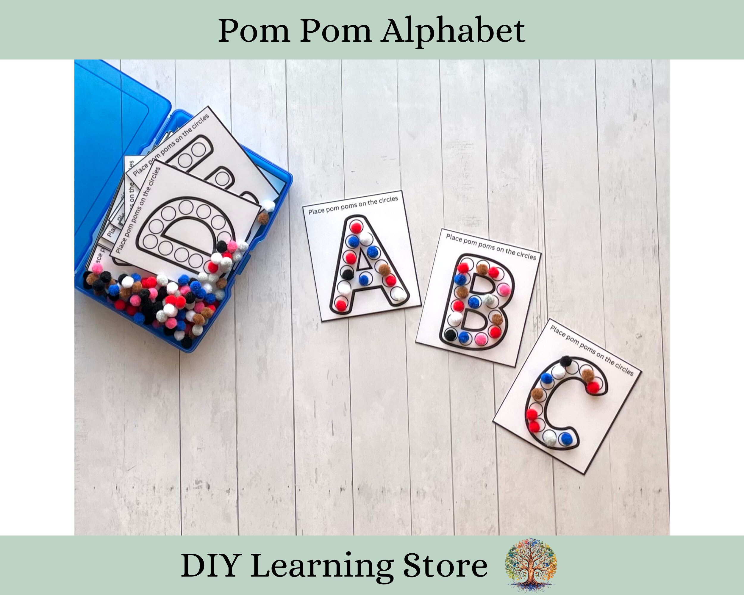 Pom Pom Alphabet Task Box | Printable Letter Recognition & Fine Motor ...