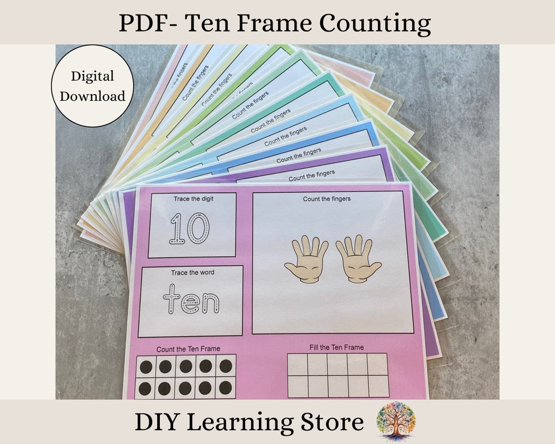 PDF Ten Frame Counting Learning Mats Instant Download Montessori ...
