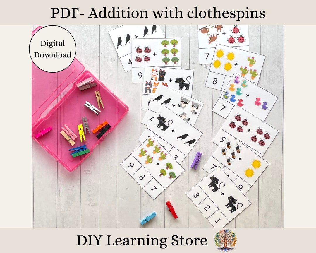 PDF Addition With Clothespins-activity Cards Instant Download ...