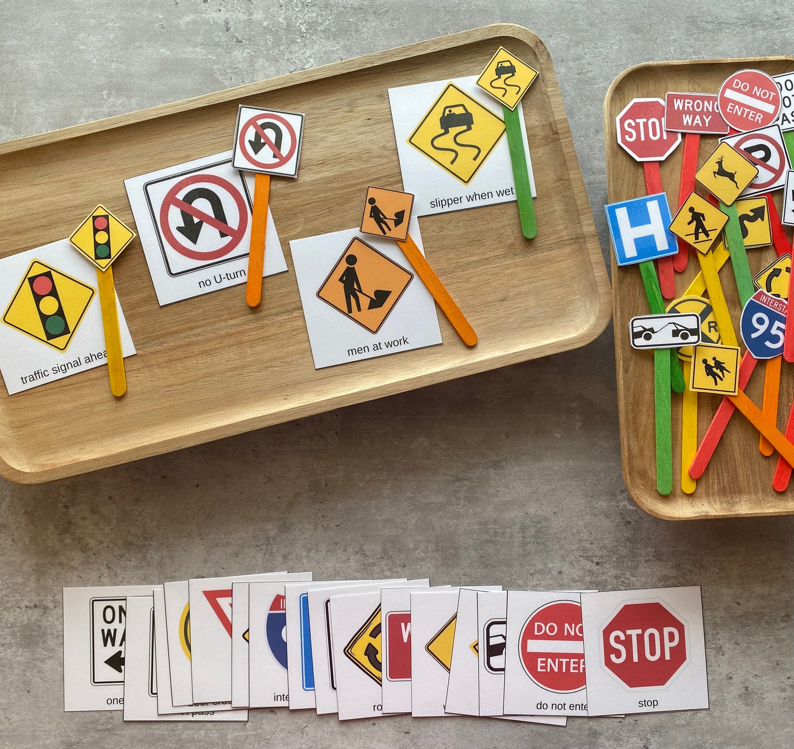 Road Signs Activity Set- Montessori Learning Toy for Preschool ...