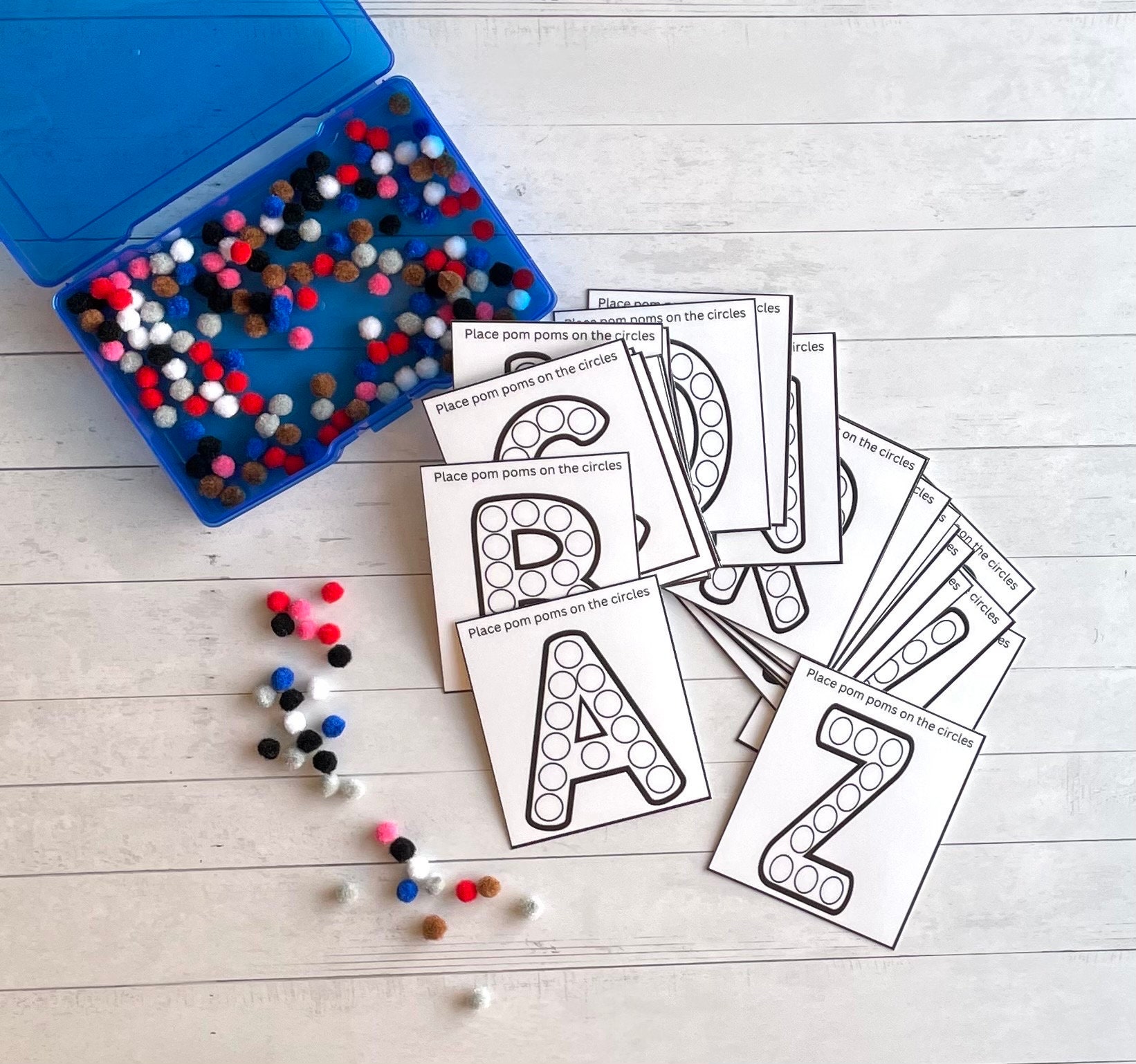 Pom Pom Alphabet Task Box | Printable Letter Recognition & Fine Motor ...
