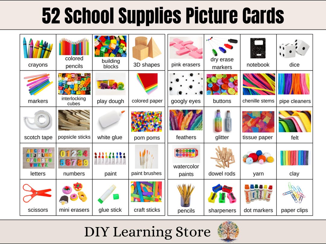 School Supplies Picture Cards- REAL PICTURES- Visual Schedule- Visual ...