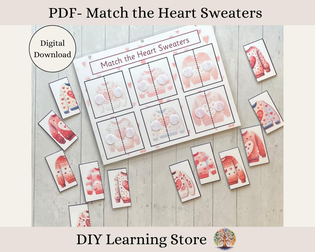 Sweater Matching- Valentine's Day Activity Page- Toddler, Preschool ...