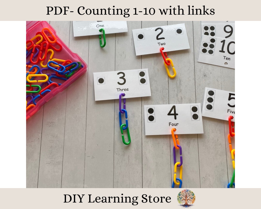 Counting 1-10 Activity Cards- Colored Links Learning Toy- Montessori ...
