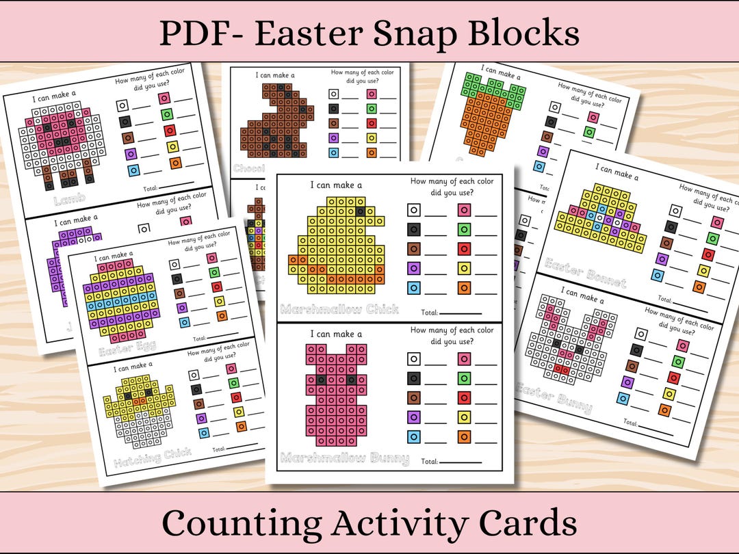 Easter Counting Snap Block Mats- 12 Visual Cards- Preschool ...