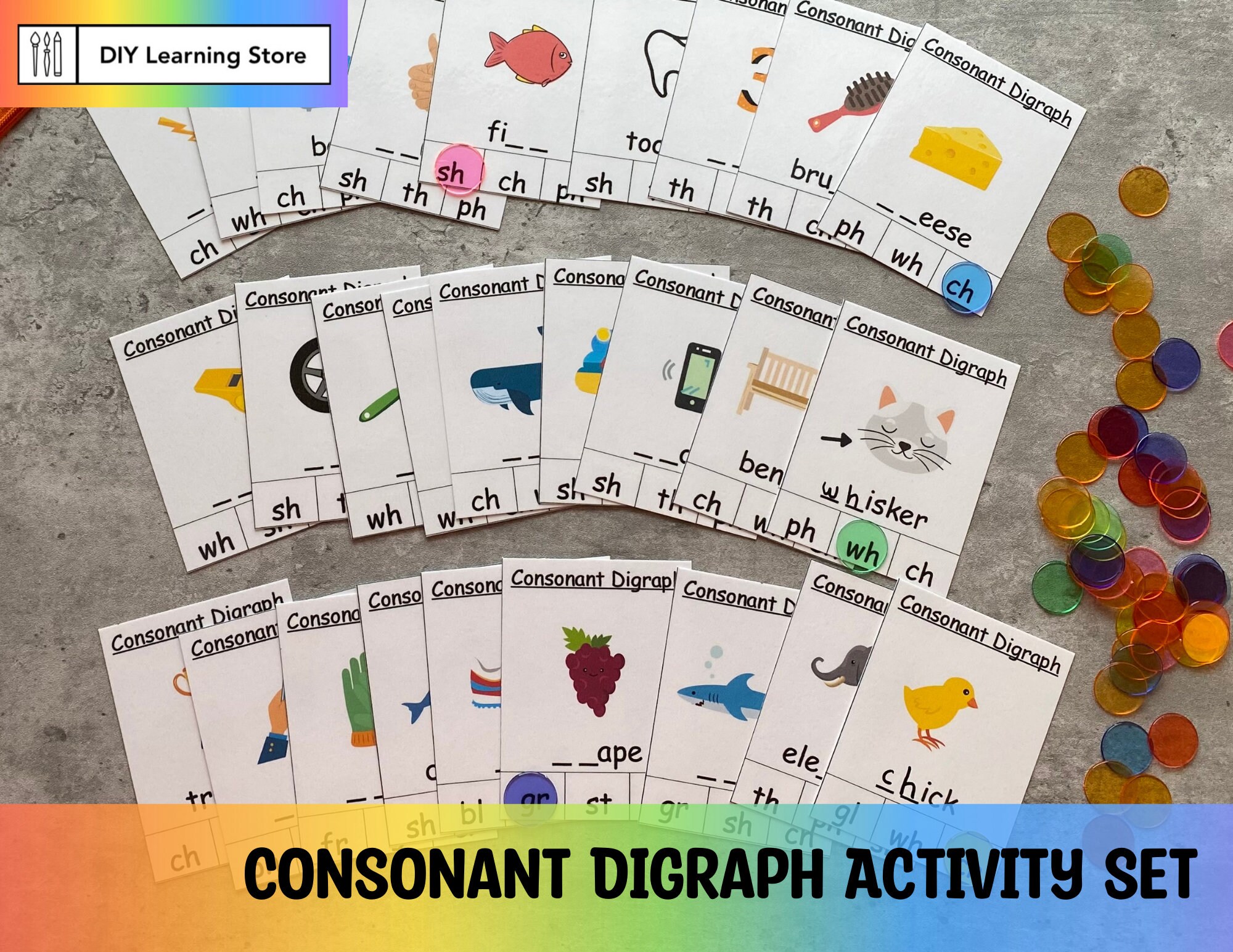Consonant Digraph Activity Cards – Montessori Learning (PDF) - Etsy