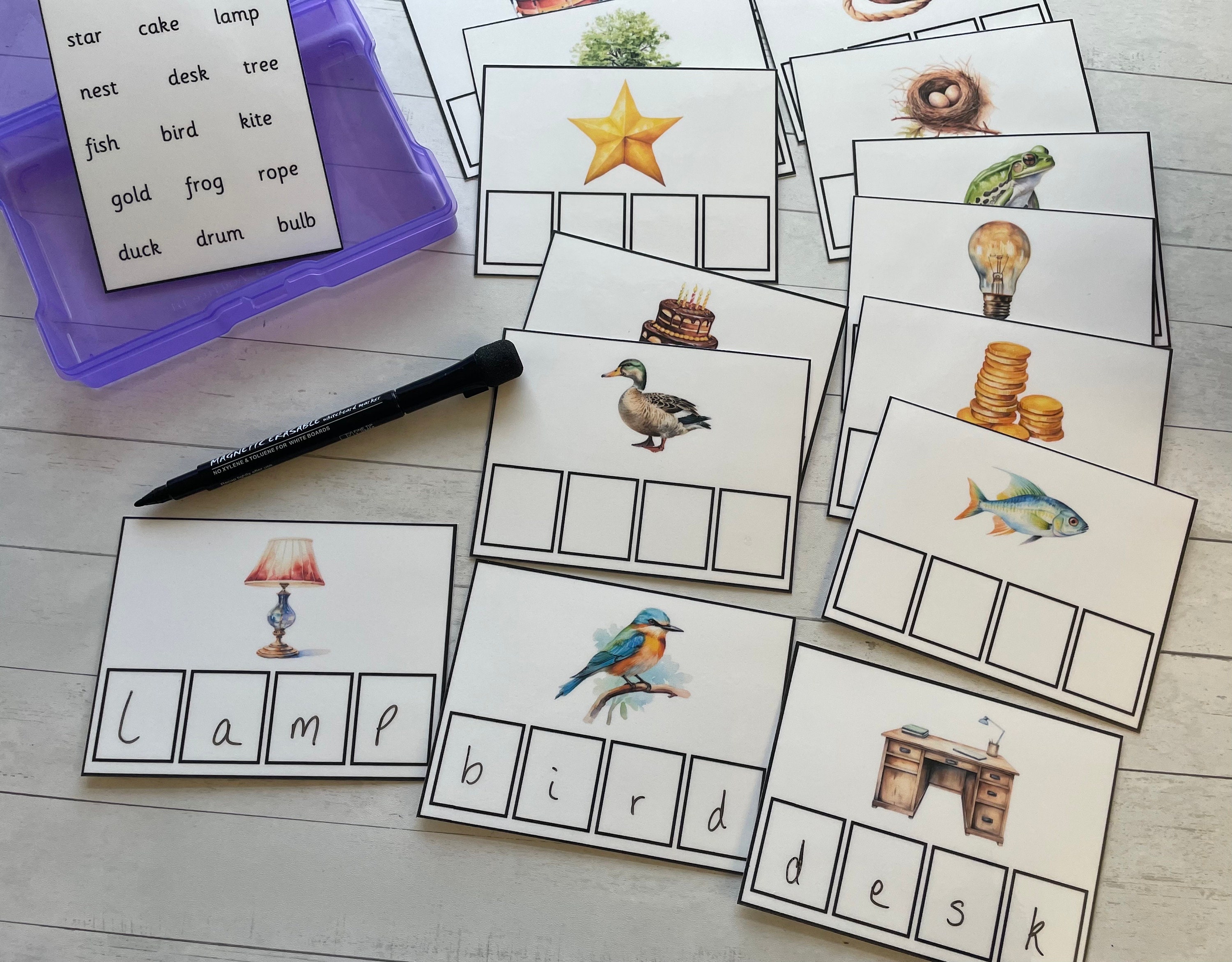 Spelling Practice 4-letter Words Task Box | Printable Literacy Game for ...