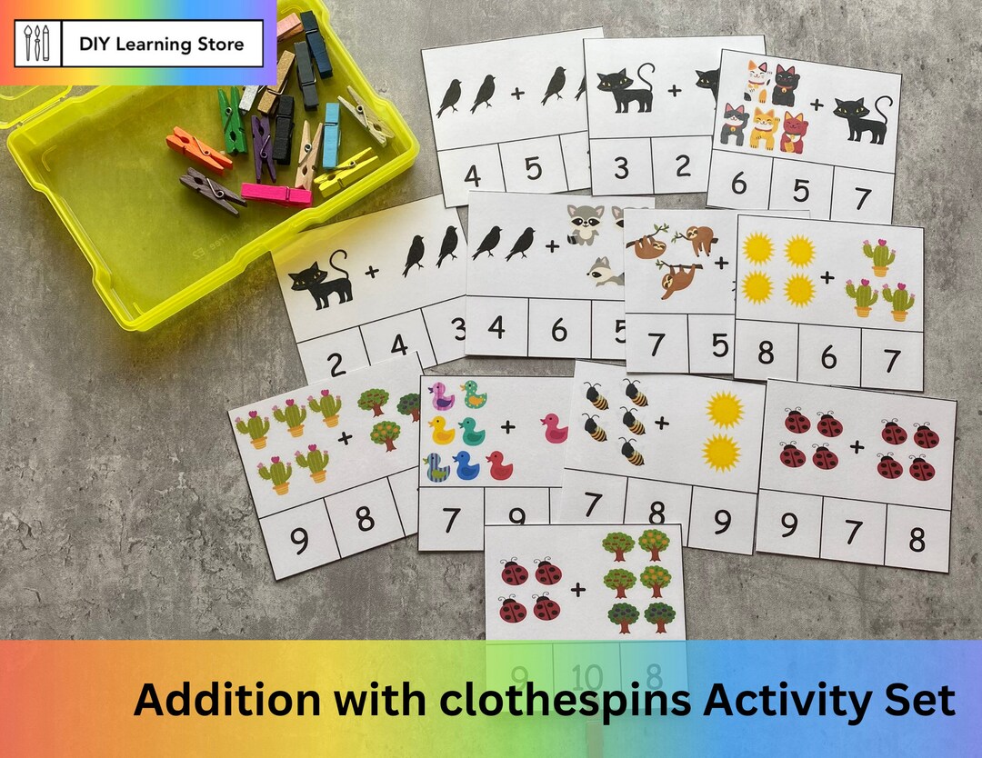PDF Addition With Clothespins Activity Cards Instant - Etsy