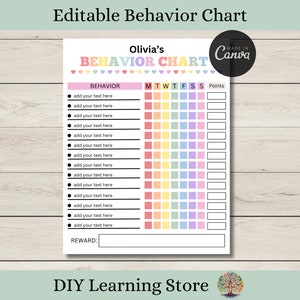 Editable Behavior Chart for Kids | Printable, Editable, Canva | Good ...