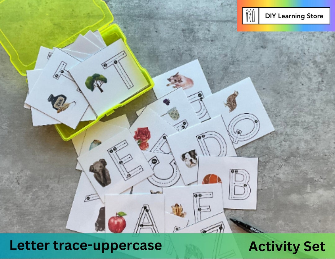 Letter Tracing Activity Cards With Beginning Sounds - Etsy