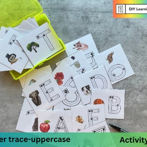 Letter Tracing Activity Cards With Beginning Sounds Pictures-task Box ...