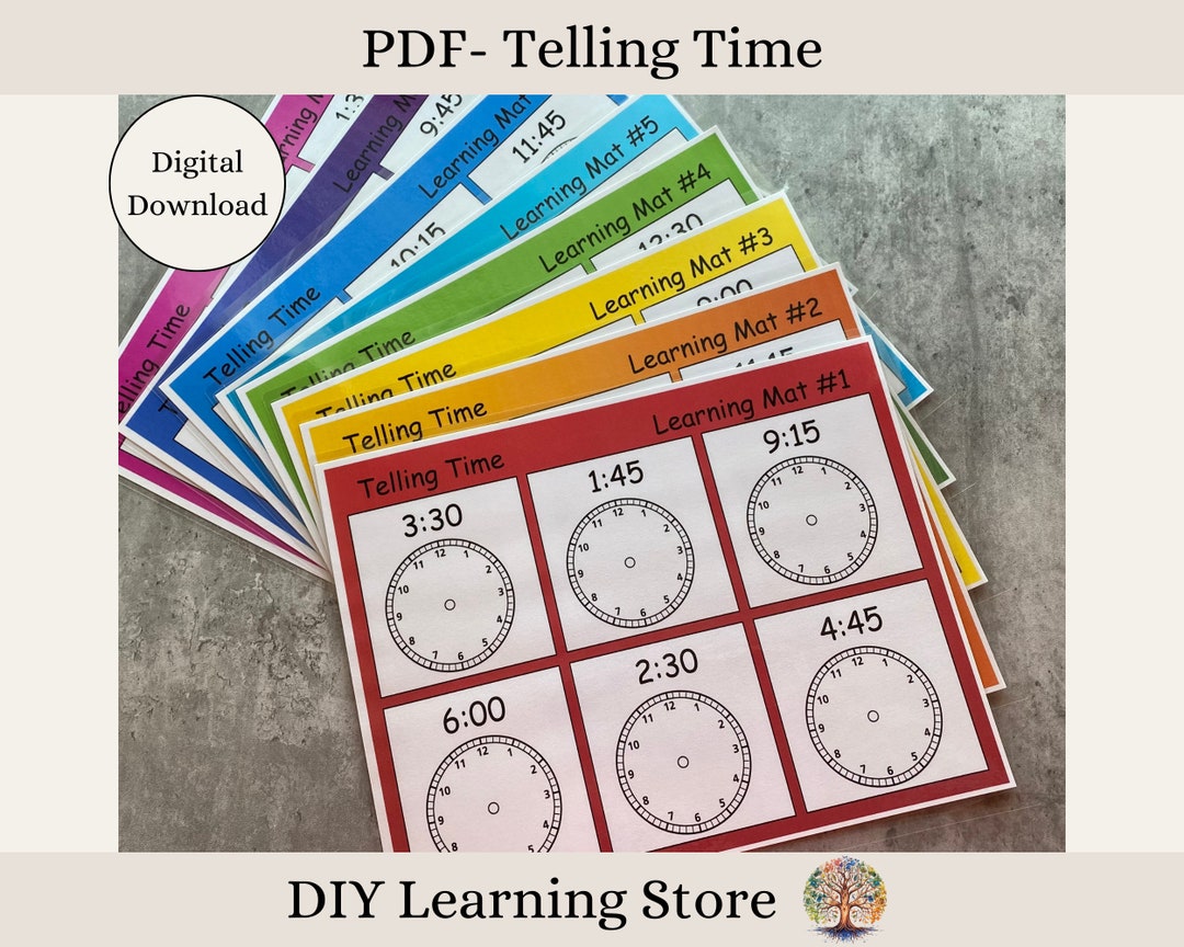 Telling Time- Learning Mats-instant Download- Montessori Learning Toy ...