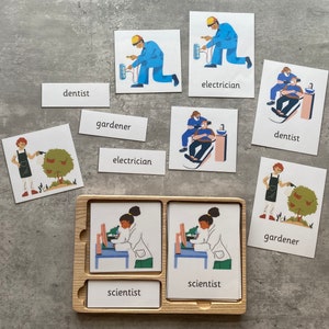 Professions- Montessori 3 Part Flash Cards- Speech Therapy Cards ...