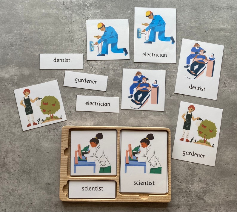 Professions- Montessori 3 Part Flash Cards- Speech Therapy Cards ...