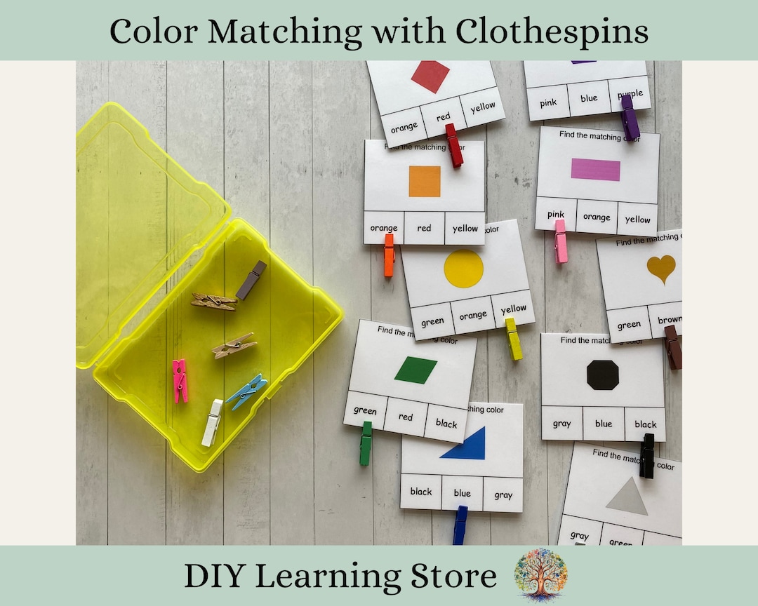 Color Matching With Clothespins-activity Set- Montessori Learning Toy ...