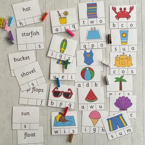 Beginning Sounds- Summer Clip Cards- Toddler Activities- Preschool ...