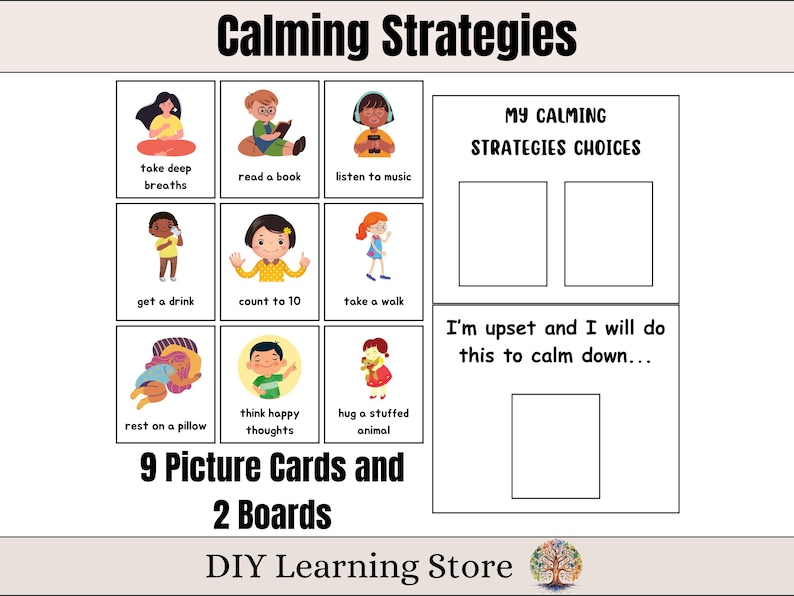 Calming Strategies Picture Cards and 2 Choices Boards- Visual Schedule ...