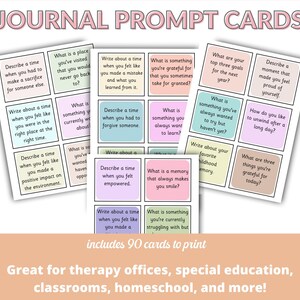 Journal Prompt Cards- PDF- Printable Self Reflection Cards- Therapy ...