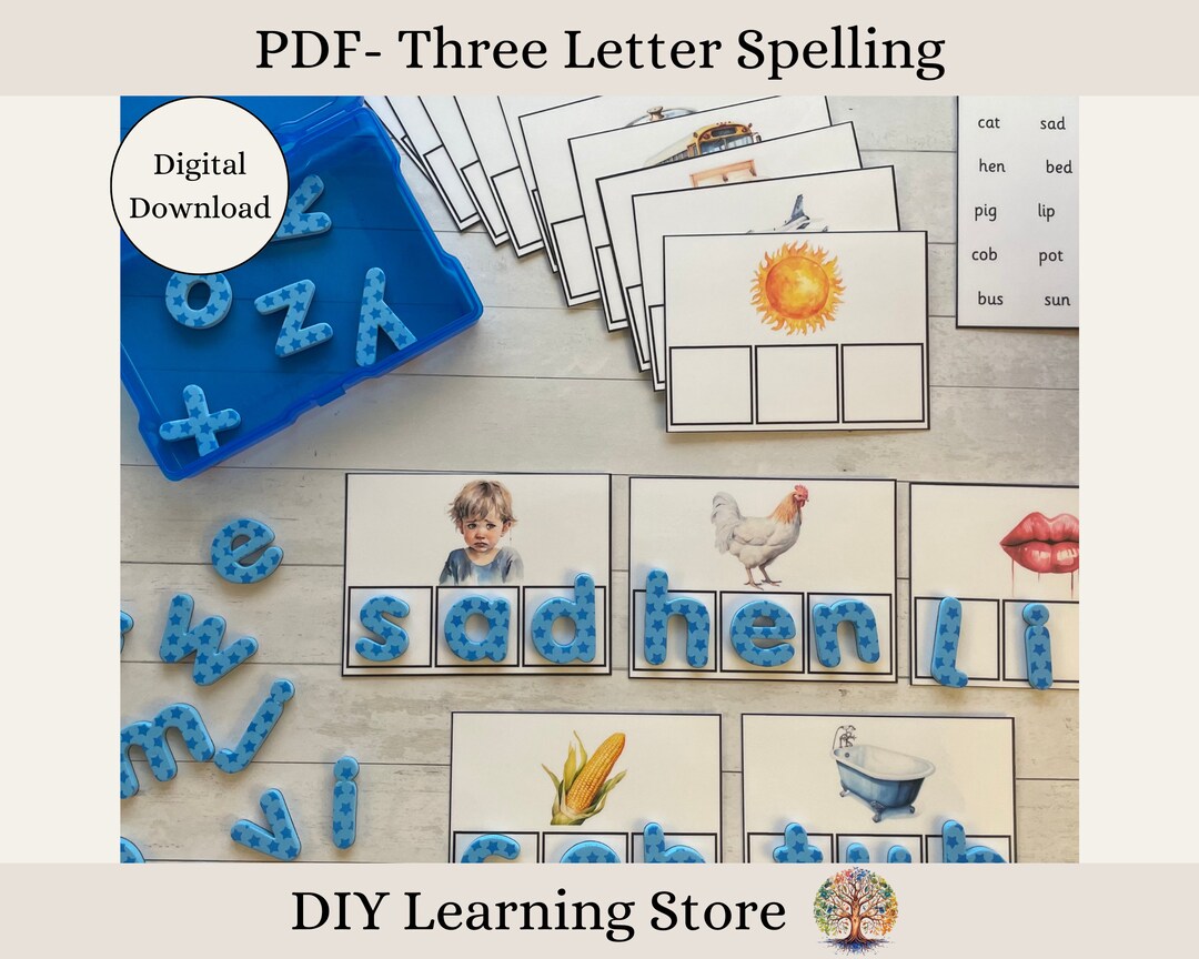 Spelling Practice- 3 Letter Words- Instant Download- Montessori ...