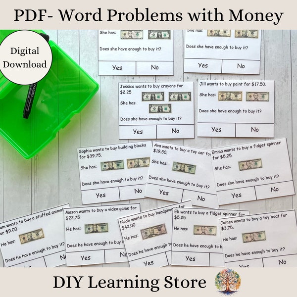 Math Word Problems Cards - Etsy