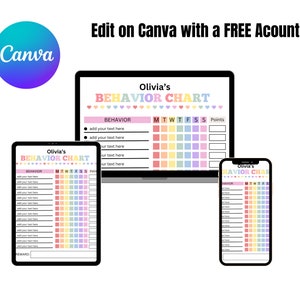 Editable Behavior Chart for Kids Printable, Editable, Canva Good ...