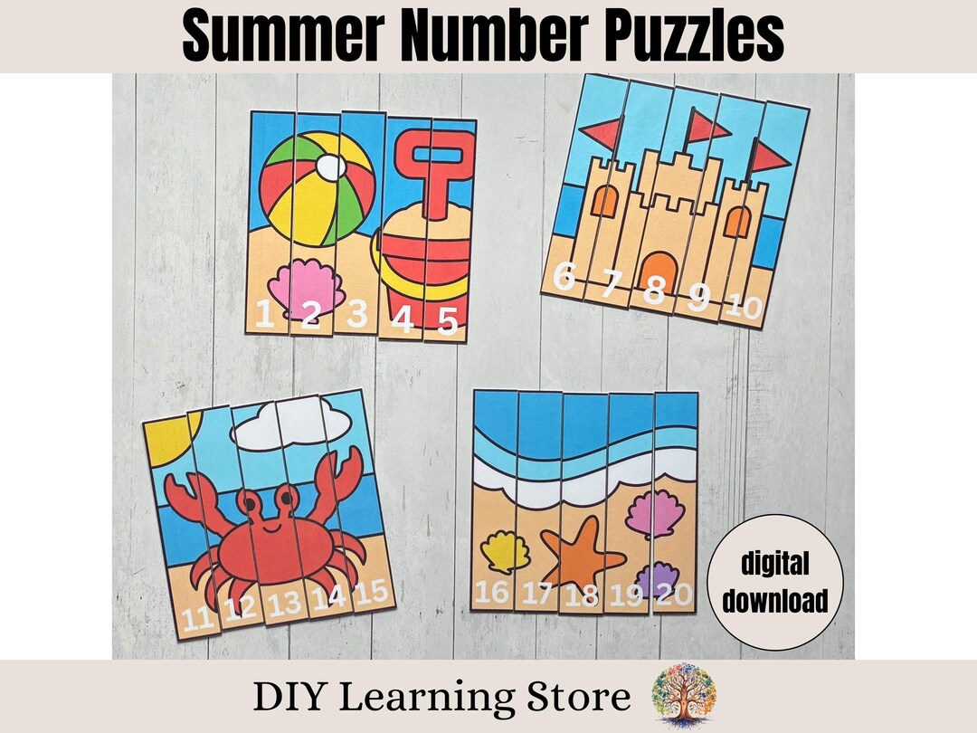 Number Puzzles- Summer Themed Cards- Toddler Activities- Preschool ...