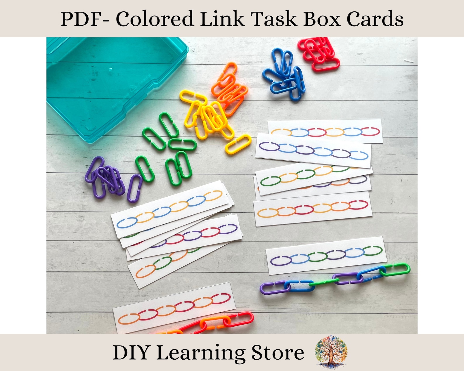 Colored Links Task Box Cards – Montessori Pattern Printable (PDF) - Etsy