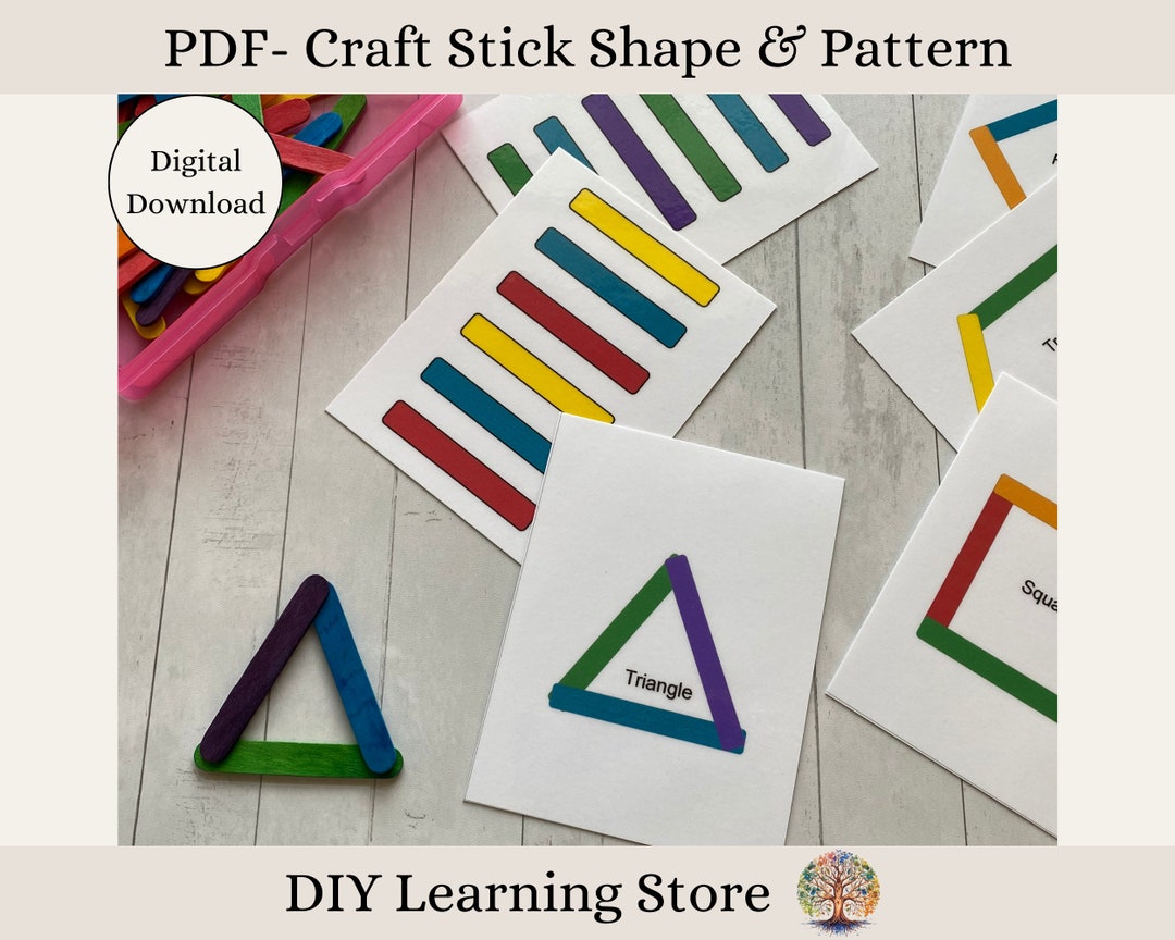 PDF Craft Sticks Shapes and Patterns Activity Cards-montessori Learning ...