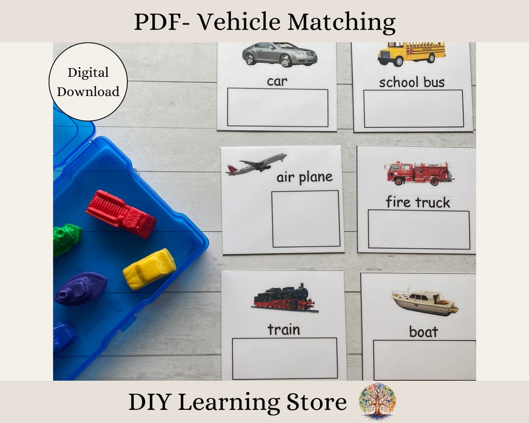 PDF Vehicle Matching Activity Cards Montessori Learning Toy for ...