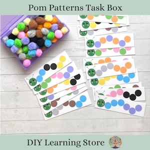 Pom Patterns Task Box Activity- Montessori Learning Toys- Special Needs ...