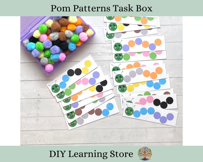 Pom Patterns Task Box Activity- Montessori Learning Toys- Special Needs ...