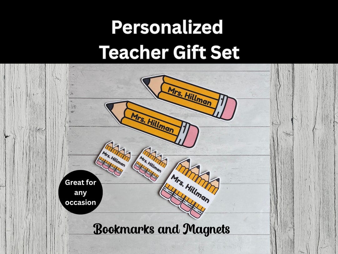 Personalized Teacher Gift Set- Bookmarks and Magnets With Custom Name ...