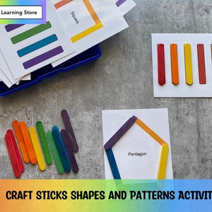 PDF Craft Sticks Shapes and Patterns Activity Cards-montessori Learning ...