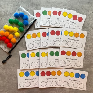 Pom Patterns Task Box Activity Set- Montessori Learning Toy for ...