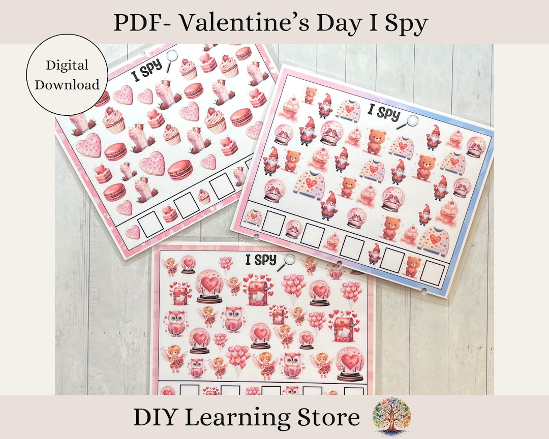 I Spy Counting Pages- Valentine's Day Activity Pages- Toddler ...