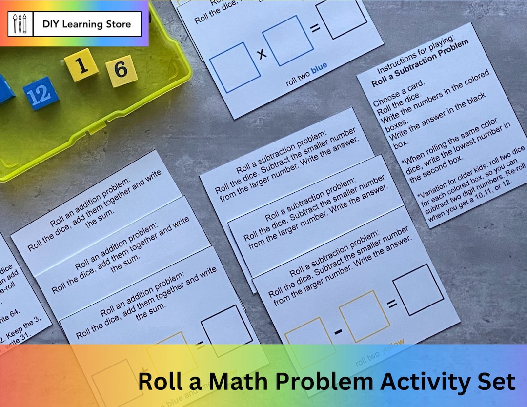 PDF Roll a Math Problem Activity Cards - Etsy