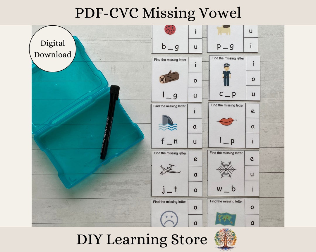 PDF CVC Missing Letter-set 1-activity Cards-instant Download Montessori ...