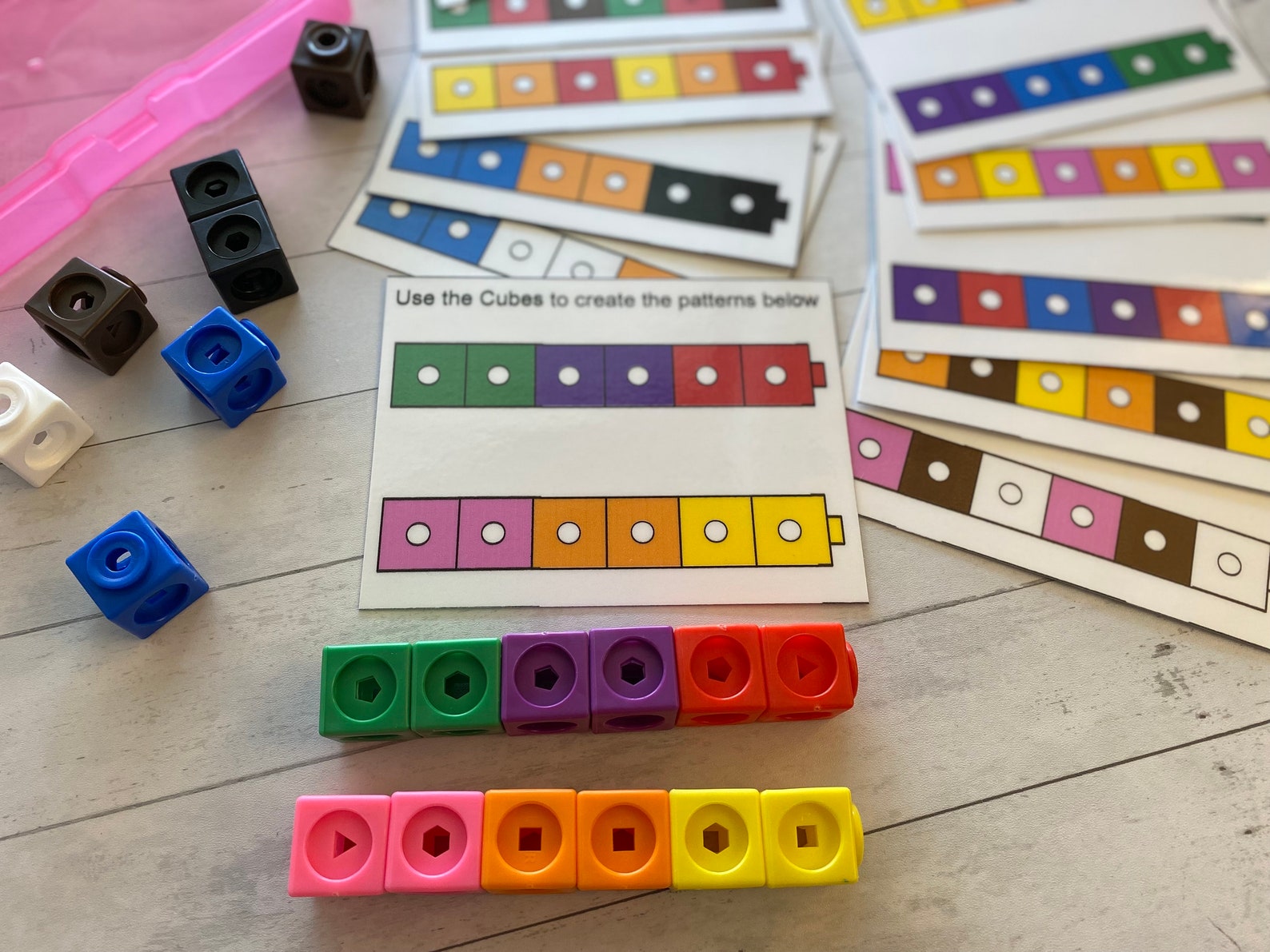 Colored Cube Patterns Task Box Activity Set- Montessori Learning Toy ...