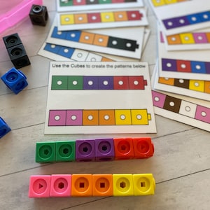 Colored Cube Patterns Task Box Activity Set- Montessori Learning Toy ...