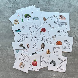Letter Tracing Activity Cards With Beginning Sounds Pictures-task Box ...